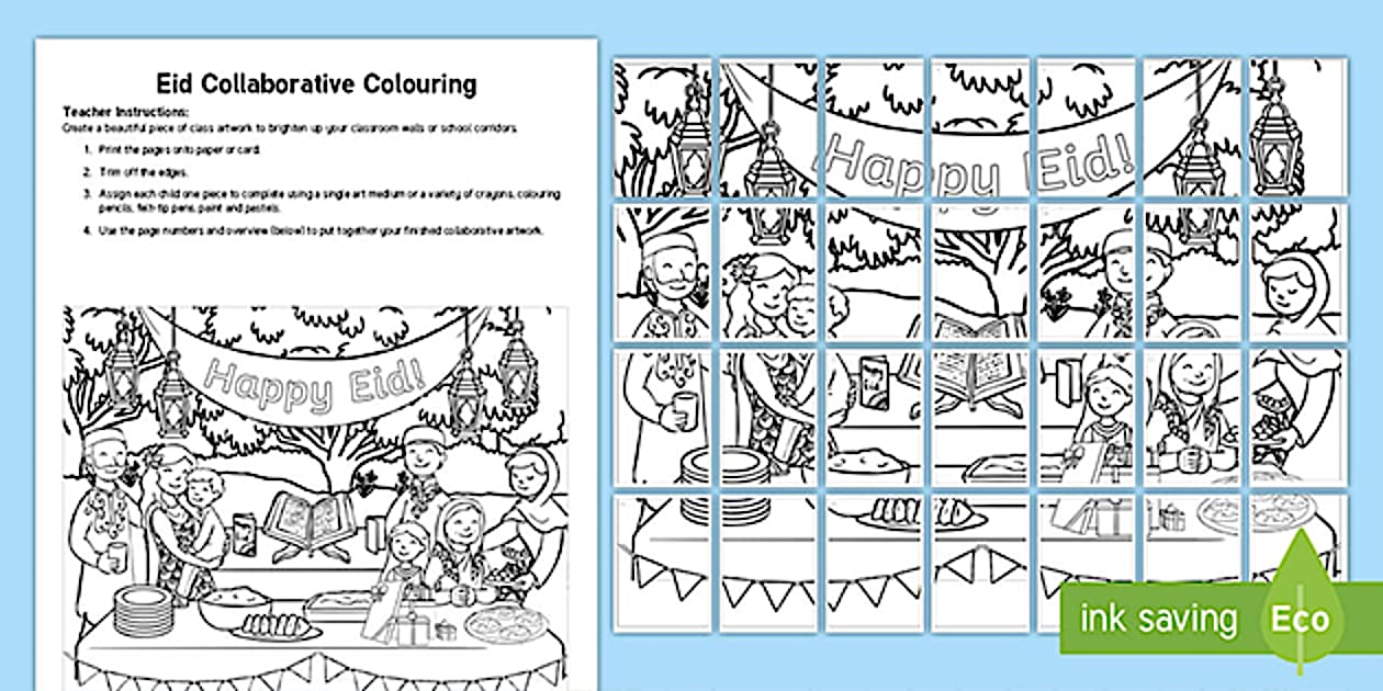 KS1 Eid Al-Fitr Collaborative Colouring Activity - Twinkl
