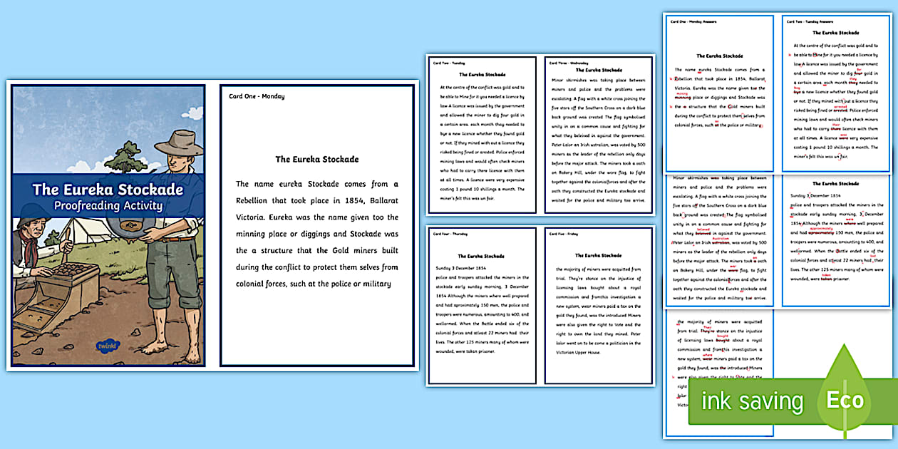 The Eureka Stockade Proofreading Activity - Twinkl