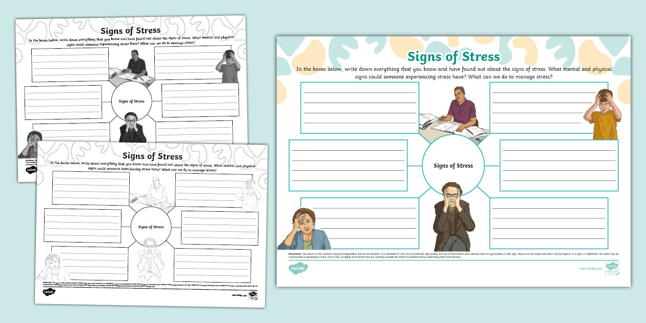 Signs of Stress Mind Map - Twinkl Mind Maps