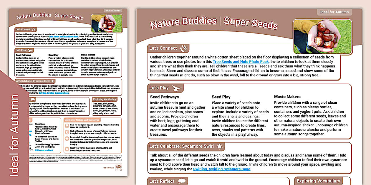 EYFS Nature Buddies Outdoor Learning: Super Seeds | Twinkl
