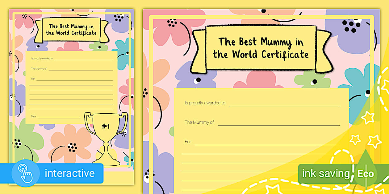 Best Mummy Certificate (Teacher-Made) - Twinkl