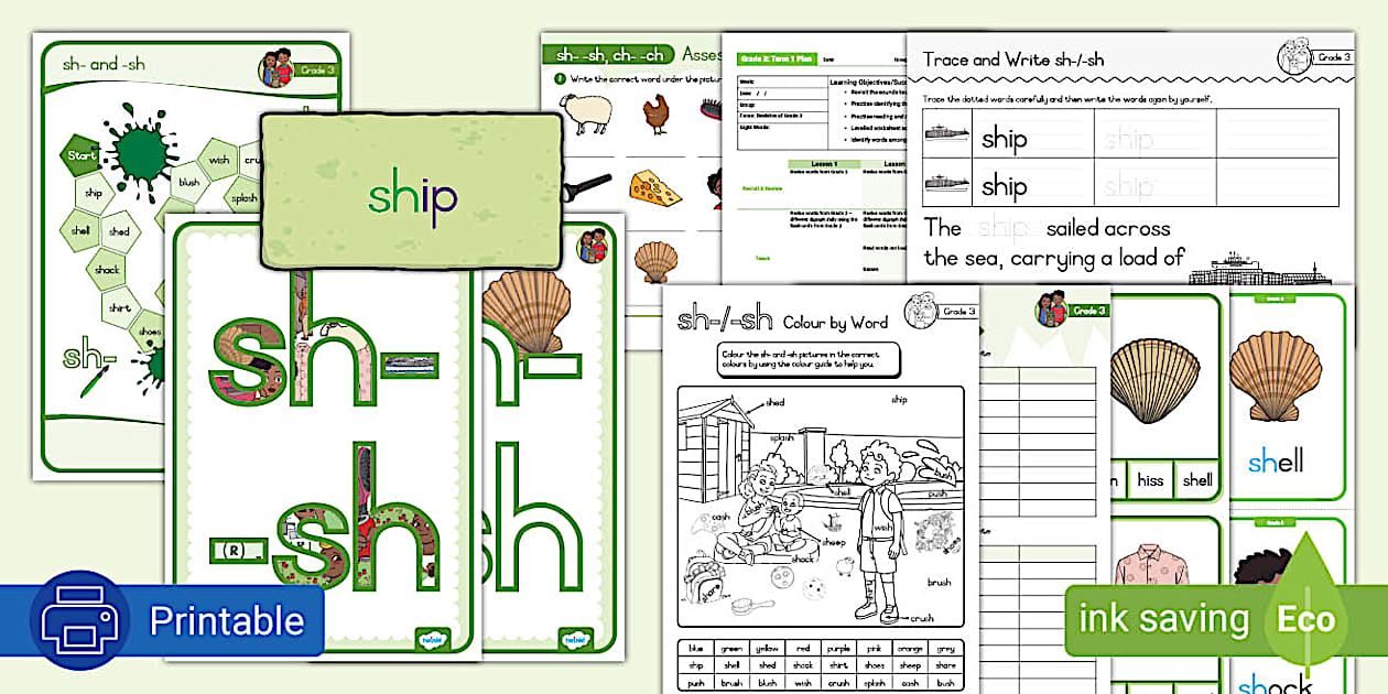 Grade 3 Phonics Pack sh- , -sh (ティーチャーメイド)