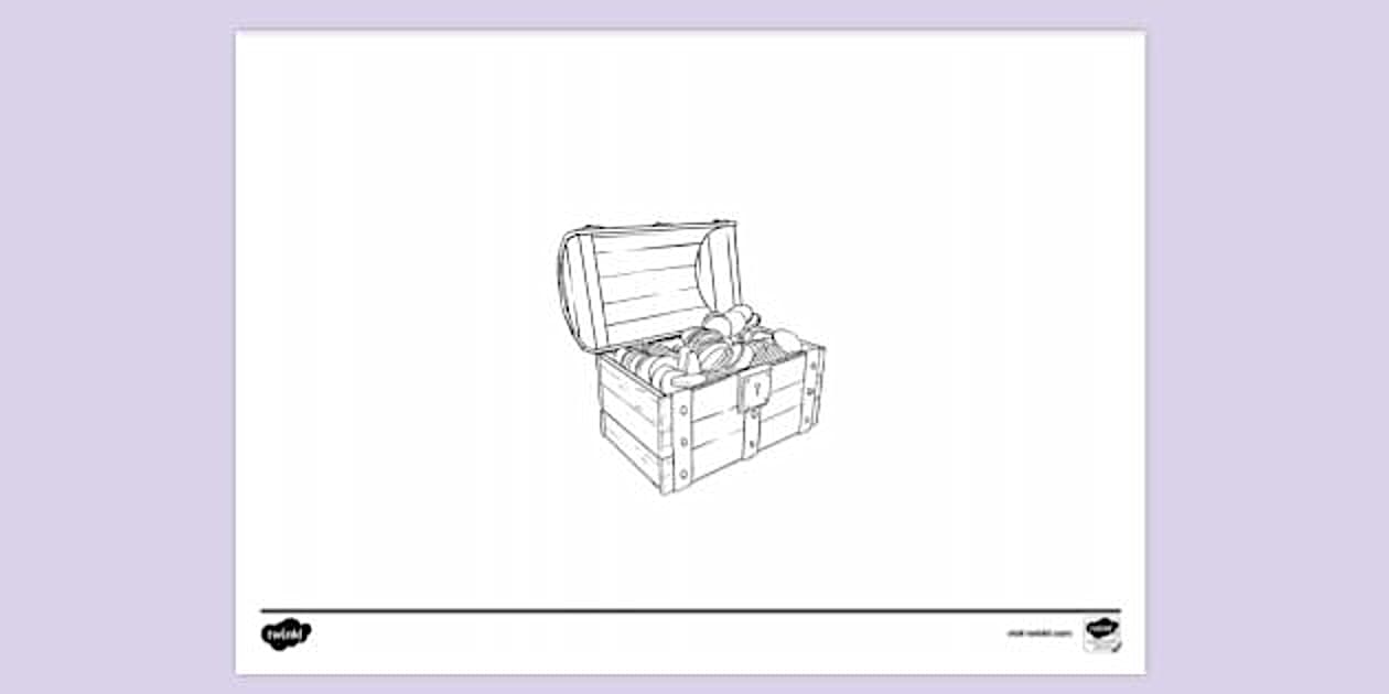 Treasure Chest Gold Coins | KS1 Colouring Sheets | Twinkl