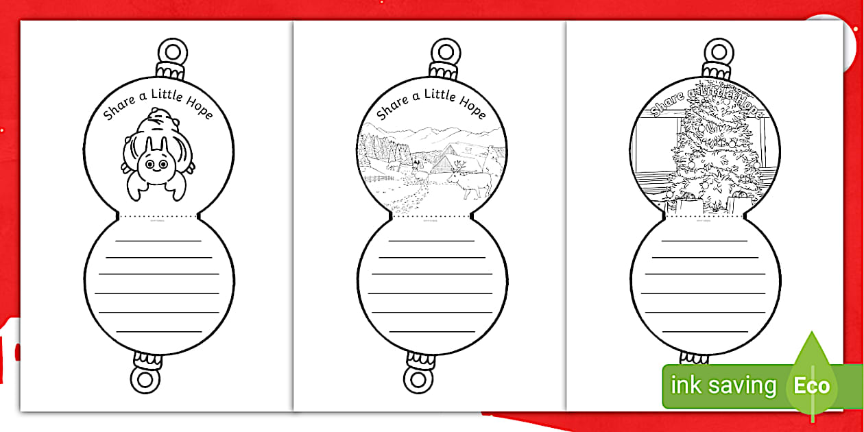 FREE! - Share a Little Hope: KS2 Bauble Postcard Template