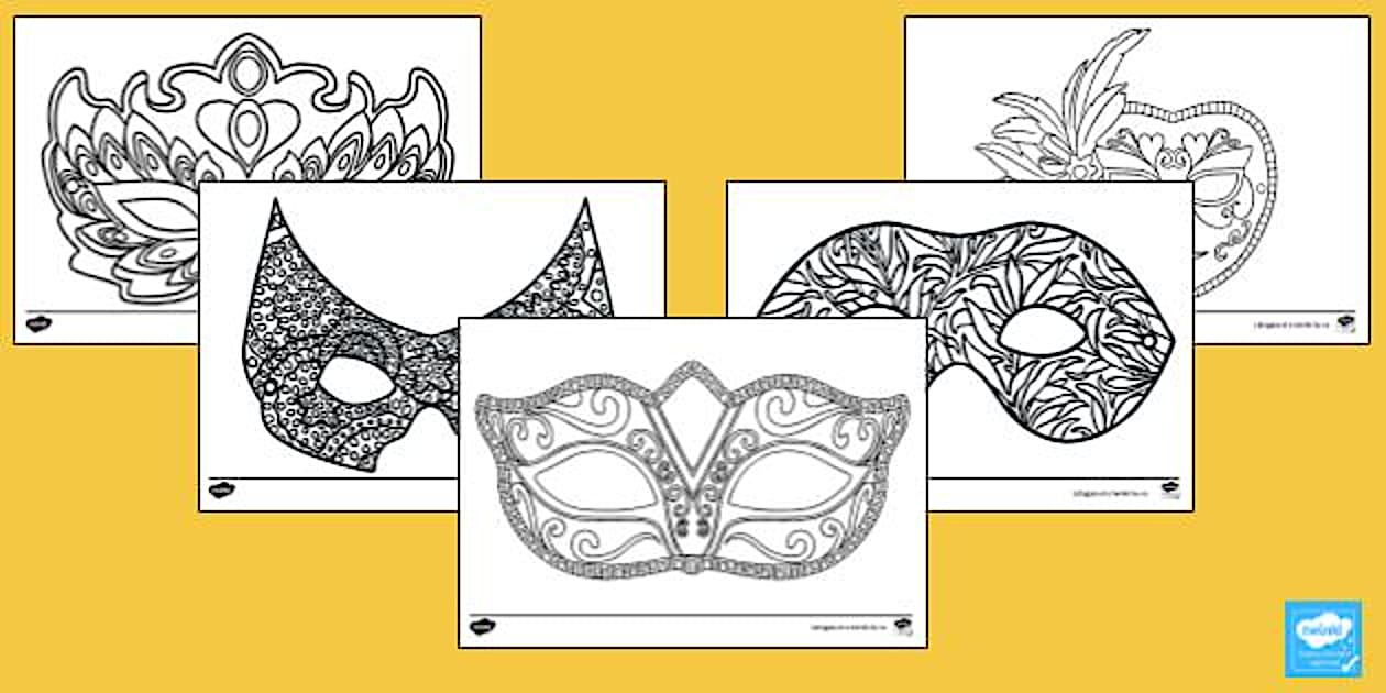 Farsangi Maszkok Aprólékos Színező - Nyomtatható Csomag