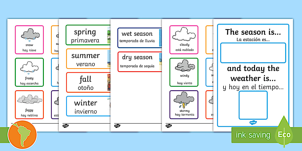 Weather And Season Calendar English/Spanish - Weather And Season Calendar