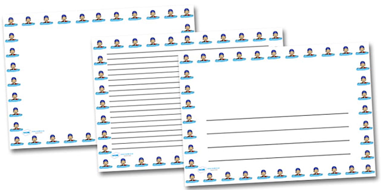 Editable Swimming Cap Landscape Page Borders (teacher made)
