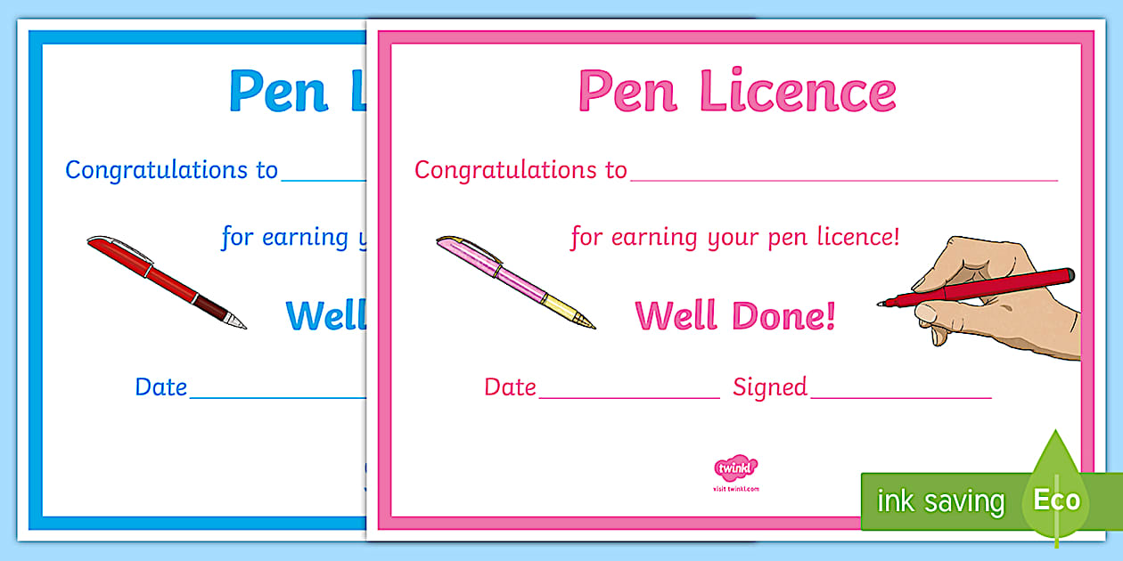Cursive Pen Licences (professor feito) - Twinkl