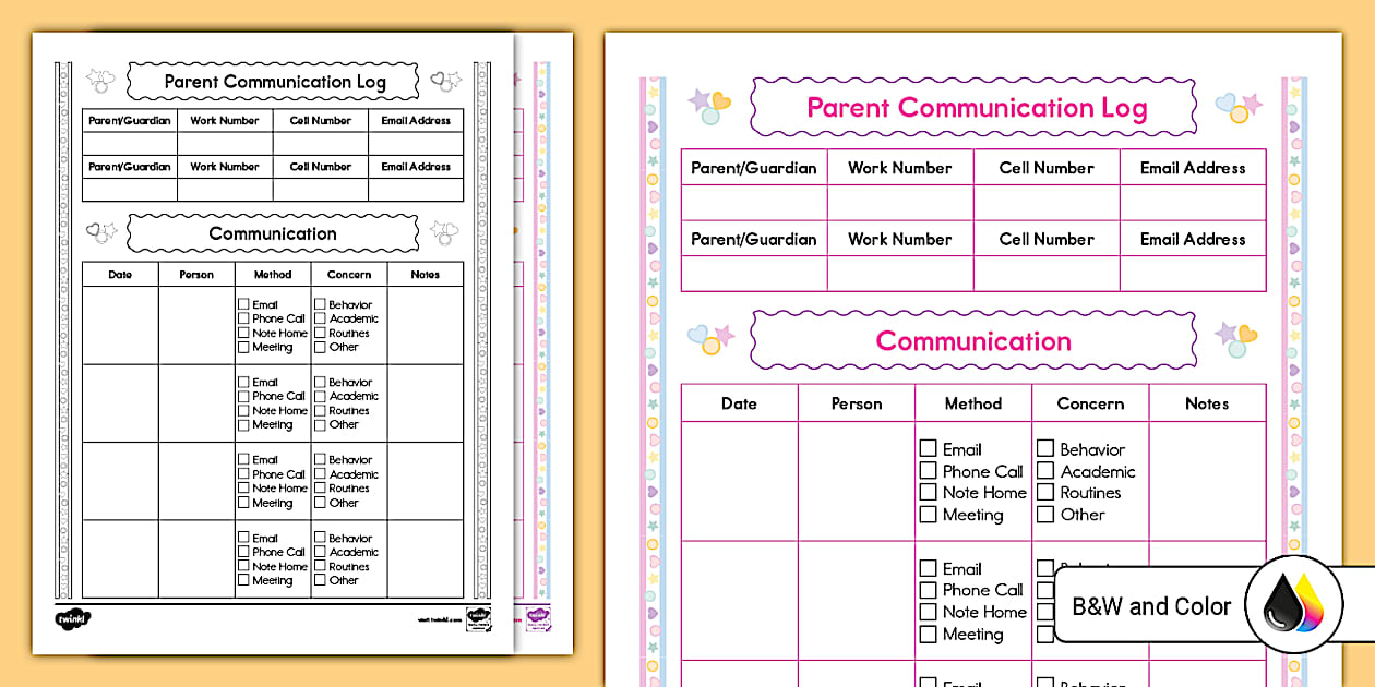 Pretty Pastels Parent Communication Log (teacher made)