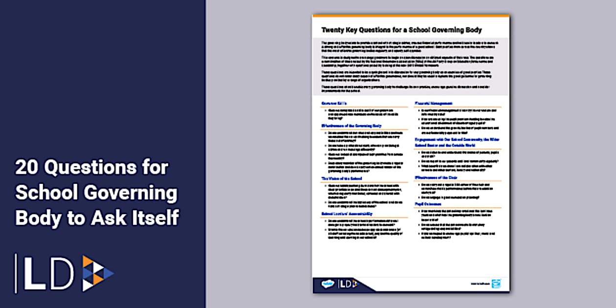 20 Questions for a School Governing Body to Ask Itself