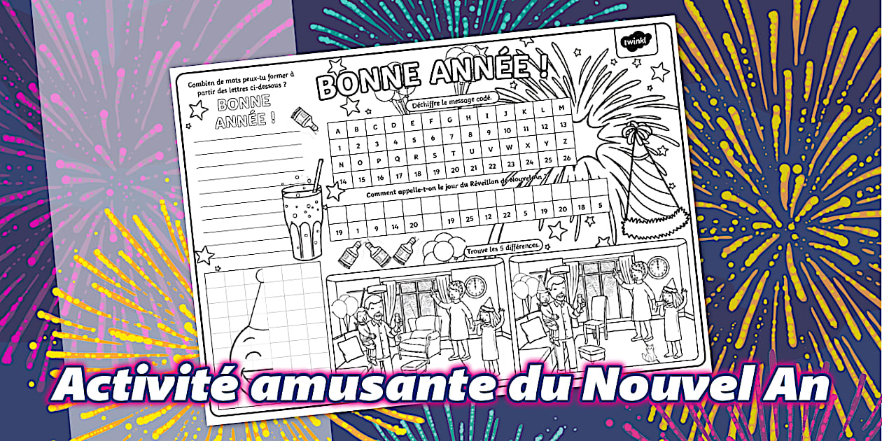 Sous-main d'activités du Nouvel An