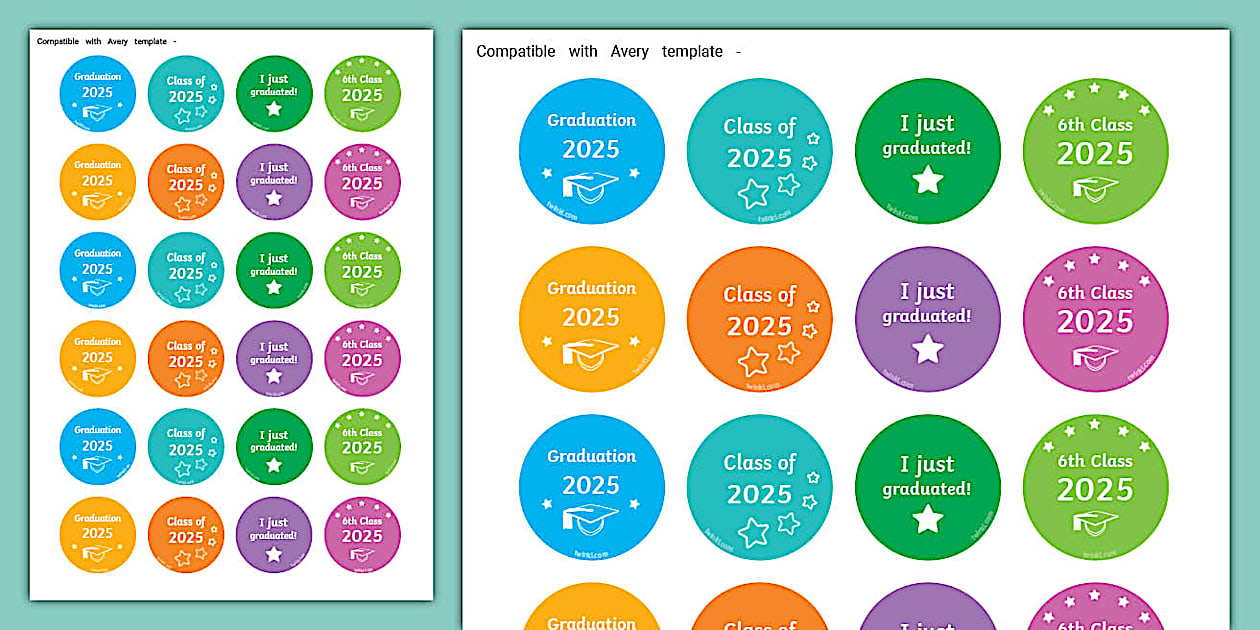 6th class graduation stickers- easy to print. - Twinkl