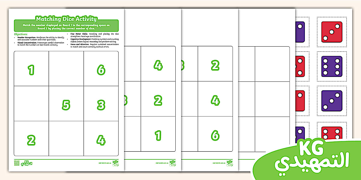 Matching Dice Activity (teacher made) - Twinkl