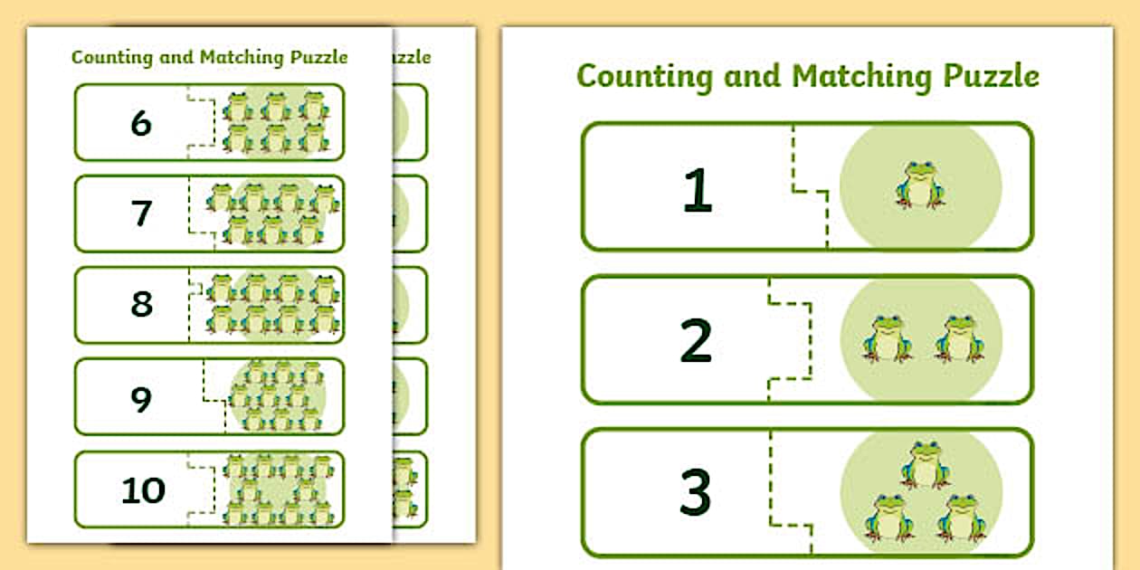 Five Little Frogs Counting Puzzle (teacher made) - Twinkl