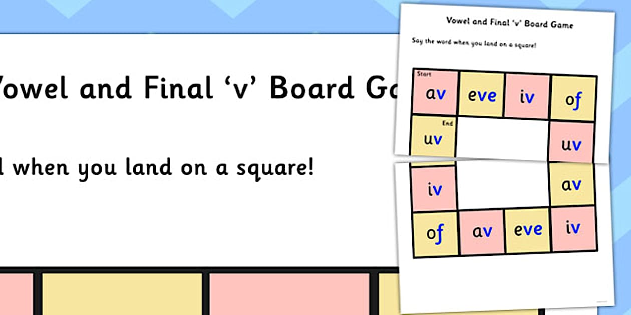 Vowel and Final 'V' Board Game (Teacher-Made) - Twinkl