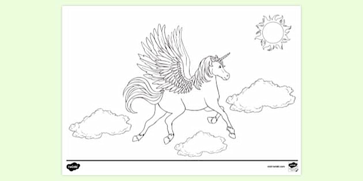 Flying Unicorn Colouring Page | Colouring Sheet - Twinkl