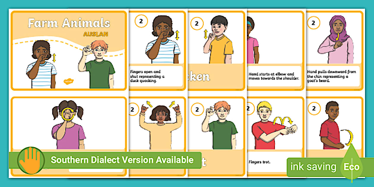 Auslan Farm Animal Flashcards - Twinkl