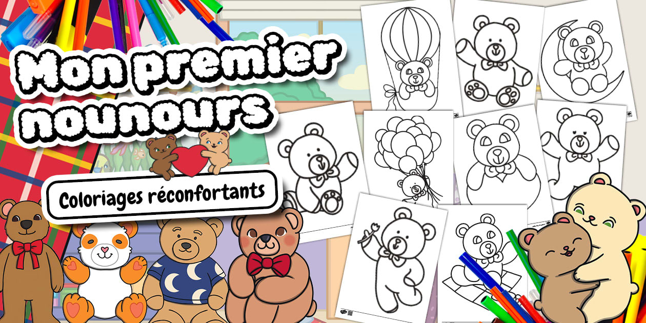 Coloriages : Mon premier nounours - Twinkl