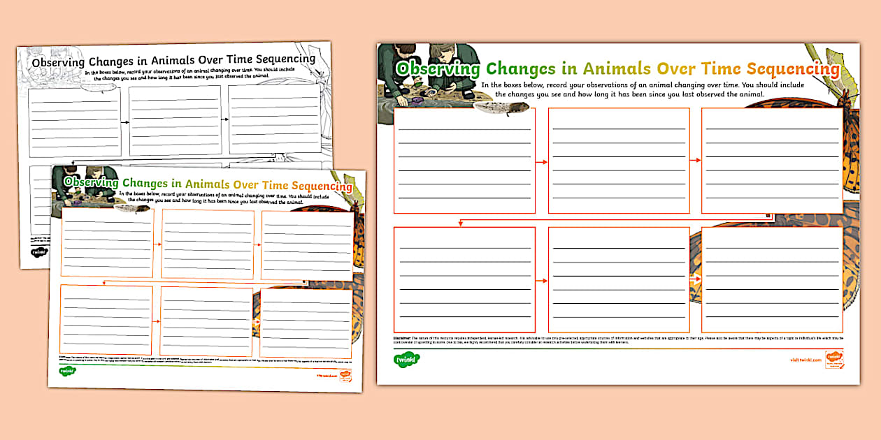 Observing Changes in Animals Over Time Sequencing Mind Map