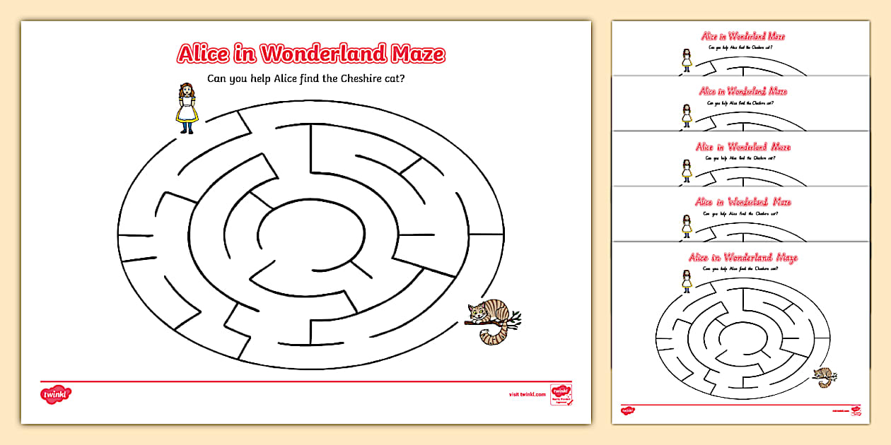 Alice in Wonderland Maze Worksheet / Worksheets - Twinkl