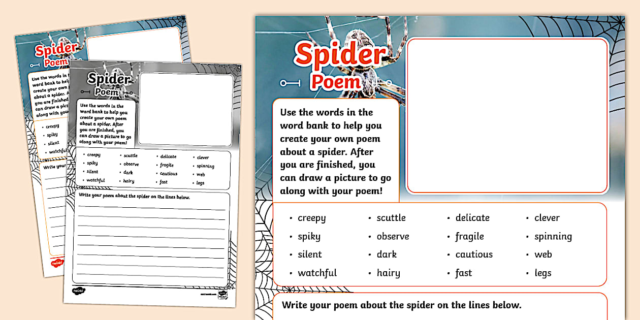 Spiders Poem Writing Template - Twinkl