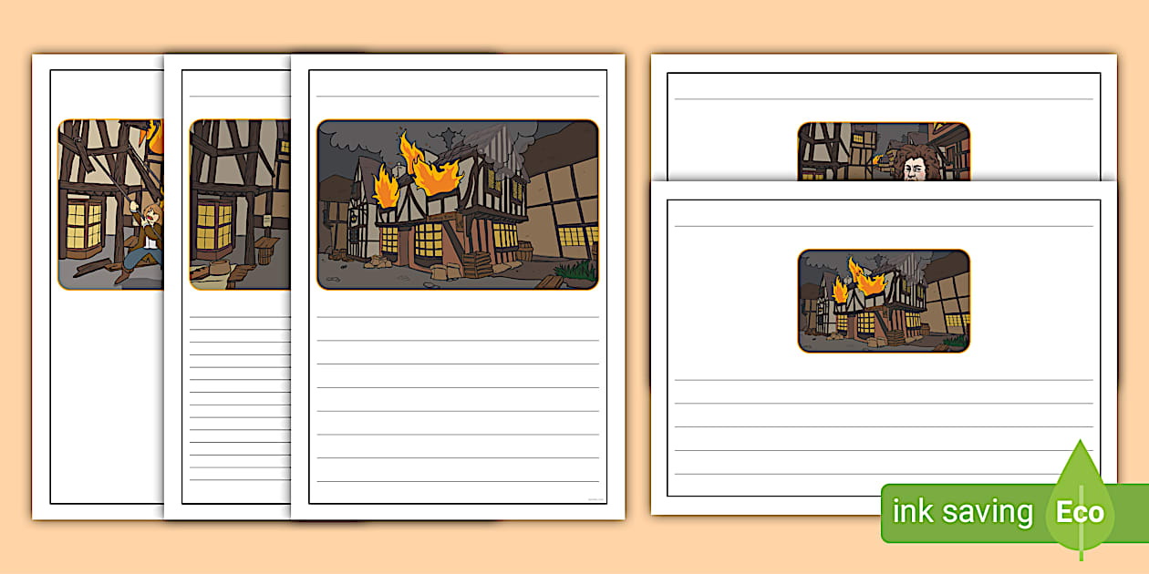 The Great Fire of London Writing Frames Lined - Twinkl