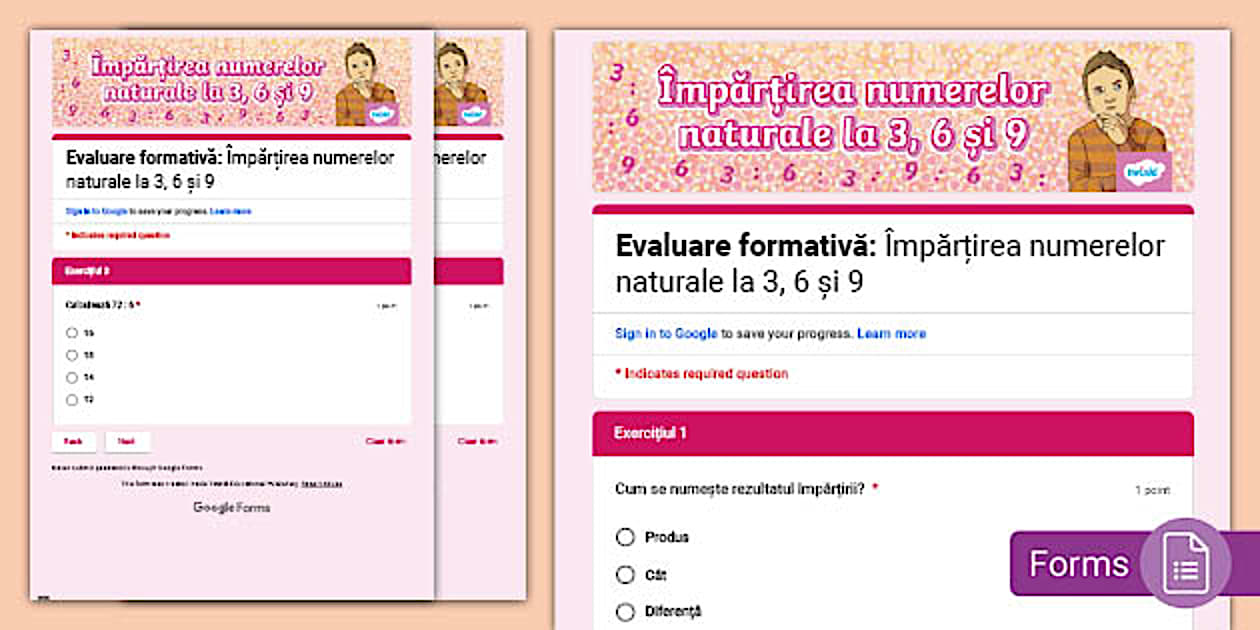 Împărțirea numerelor naturale la 3, 6 și 9 – Evaluare