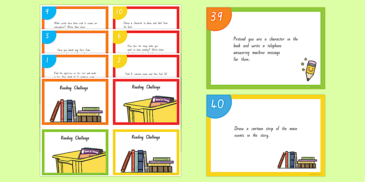 Reading Challenge Cards (teacher made) - Twinkl