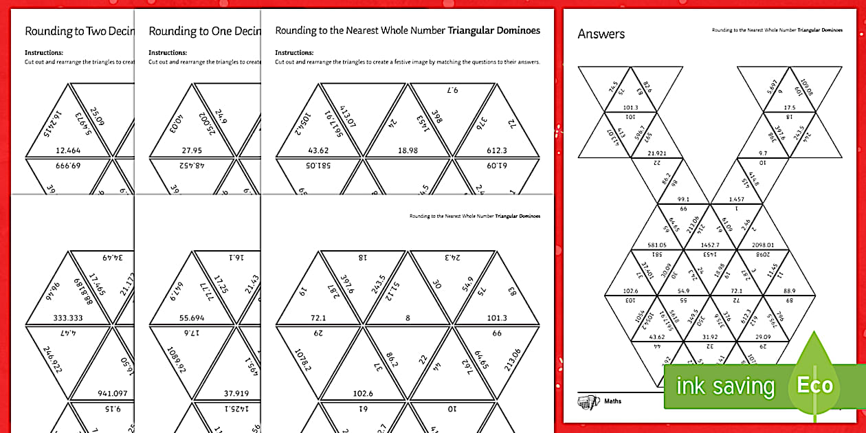 Christmas Rounding Decimals Triangular Dominoes | Beyond