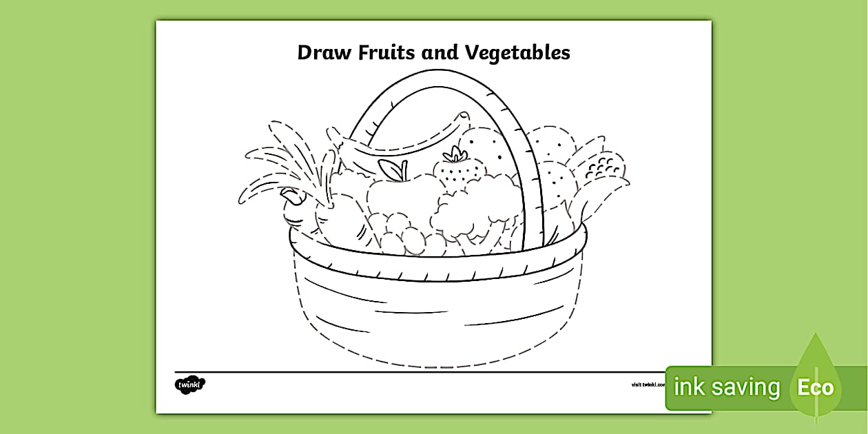 EYFS Draw Fruits and Vegetables Pencil Control Activity
