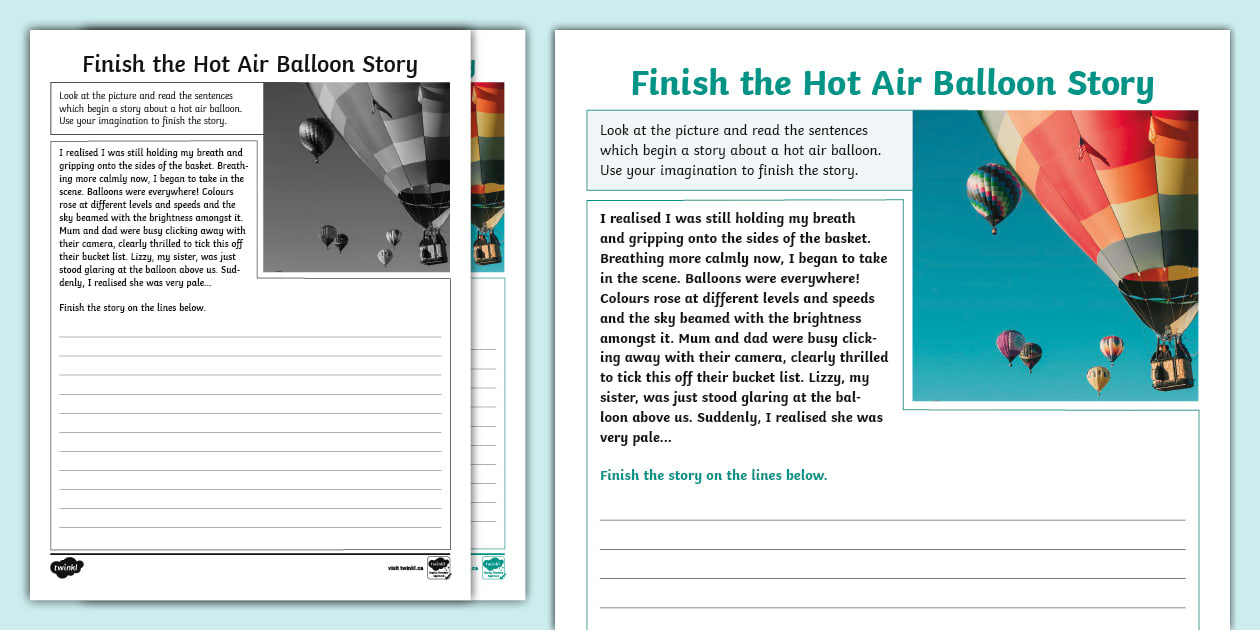 Finish the Hot Air Balloon Story Writing Template