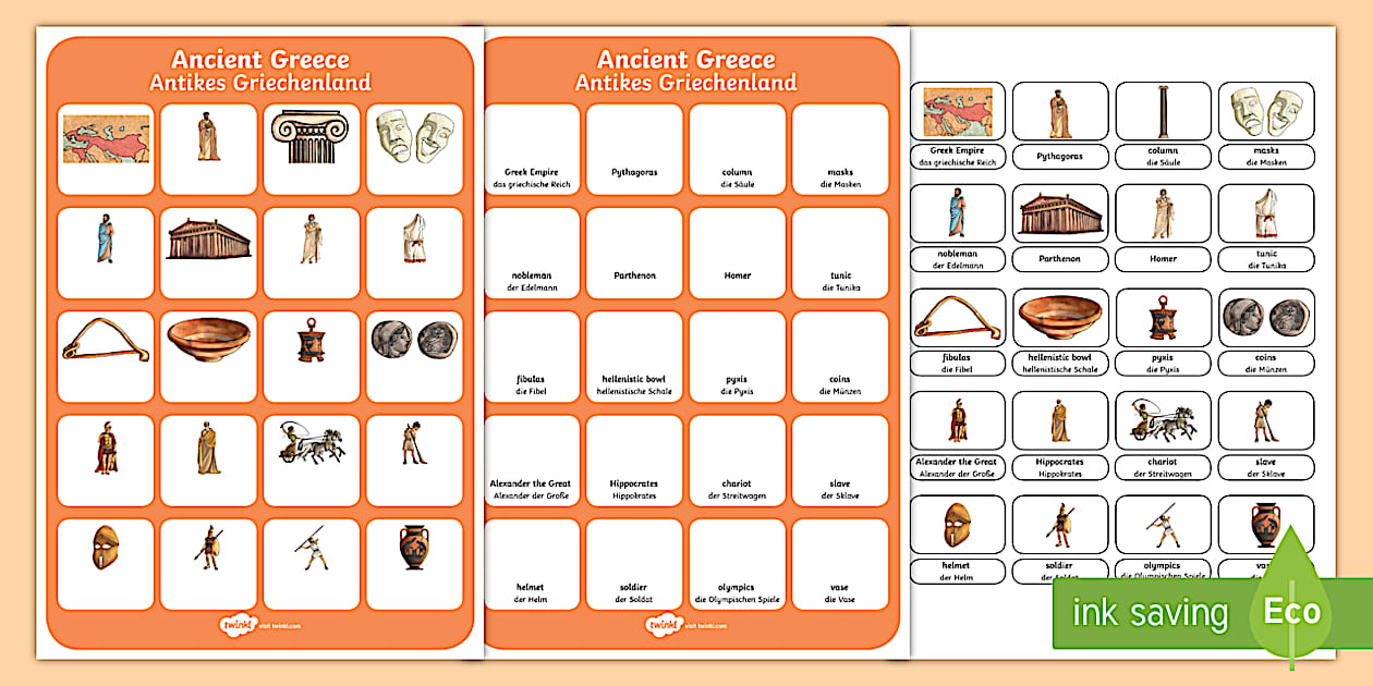 Ancient Greece Vocabulary Matching Mat English/German