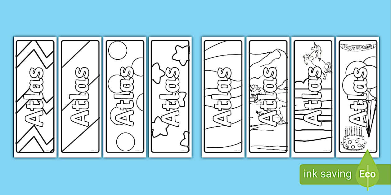 Atlas Name Simple Colouring Bookmarks (Teacher-Made)