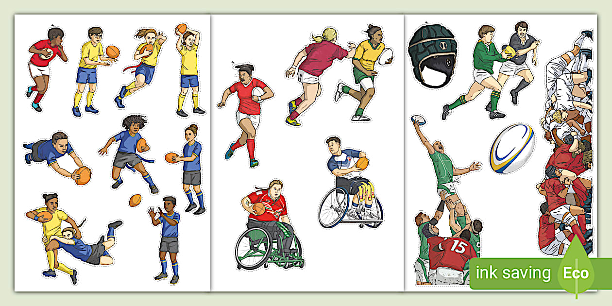 Rugby Player Cut-Outs (Teacher-Made) - Twinkl