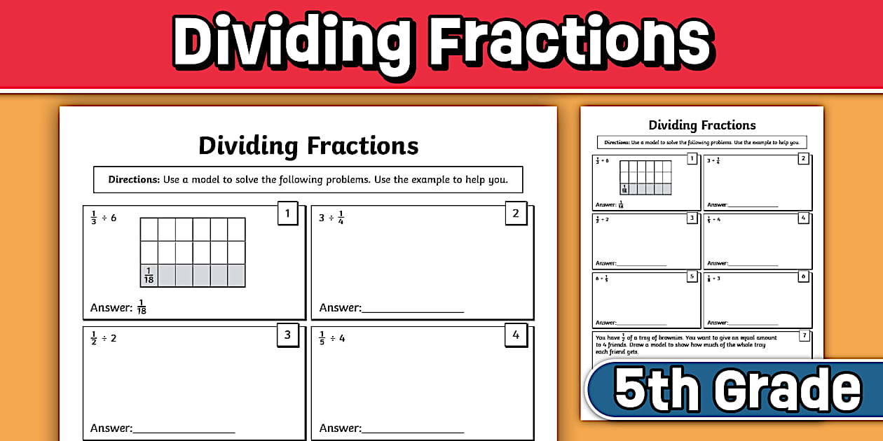 Fifth Grade Dividing Fractions Worksheet
