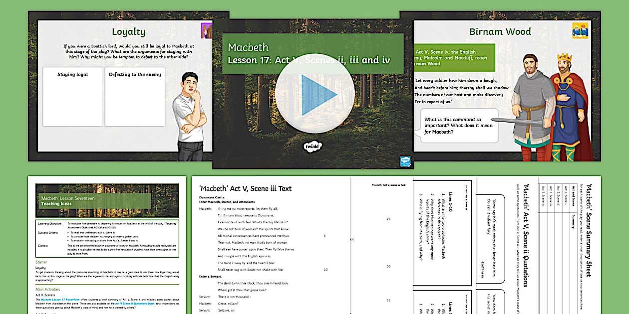 Macbeth Lesson 17: Act V, Scenes ii, iii and iv Lesson Pack