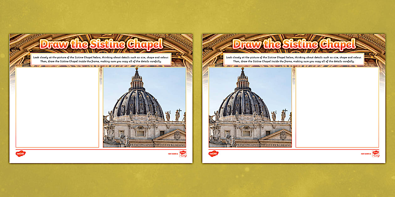 Draw the Sistine Chapel Worksheet (teacher made) - Twinkl
