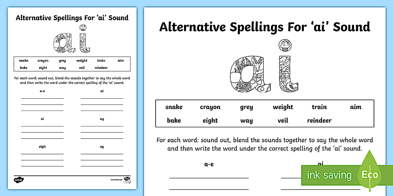 Alternative Spelling For ai Sound Worksheet / Worksheet - Alternative ...