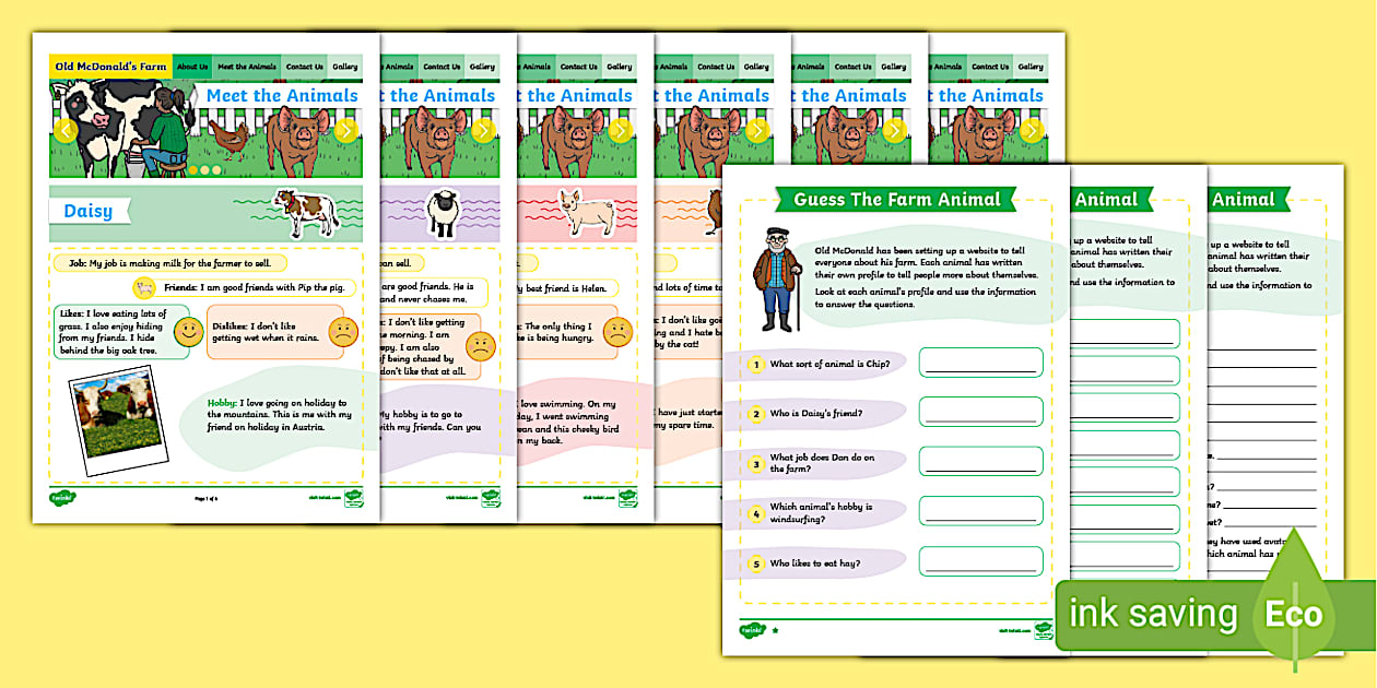 Unplugged Guess The Farm Animal Character Profiles - Computing - KS1
