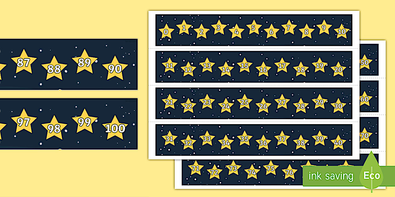 0-100 on Stars Number Track (teacher made) - Twinkl