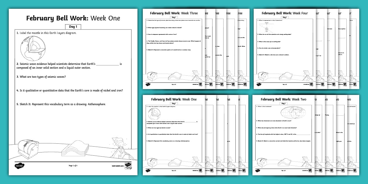 Sixth Grade Science February Bell Work Bundle - Twinkl