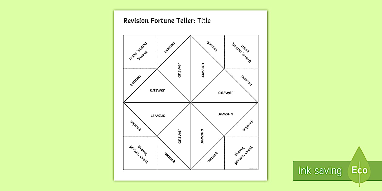 Revision Fortune Teller Template (teacher made) - Twinkl
