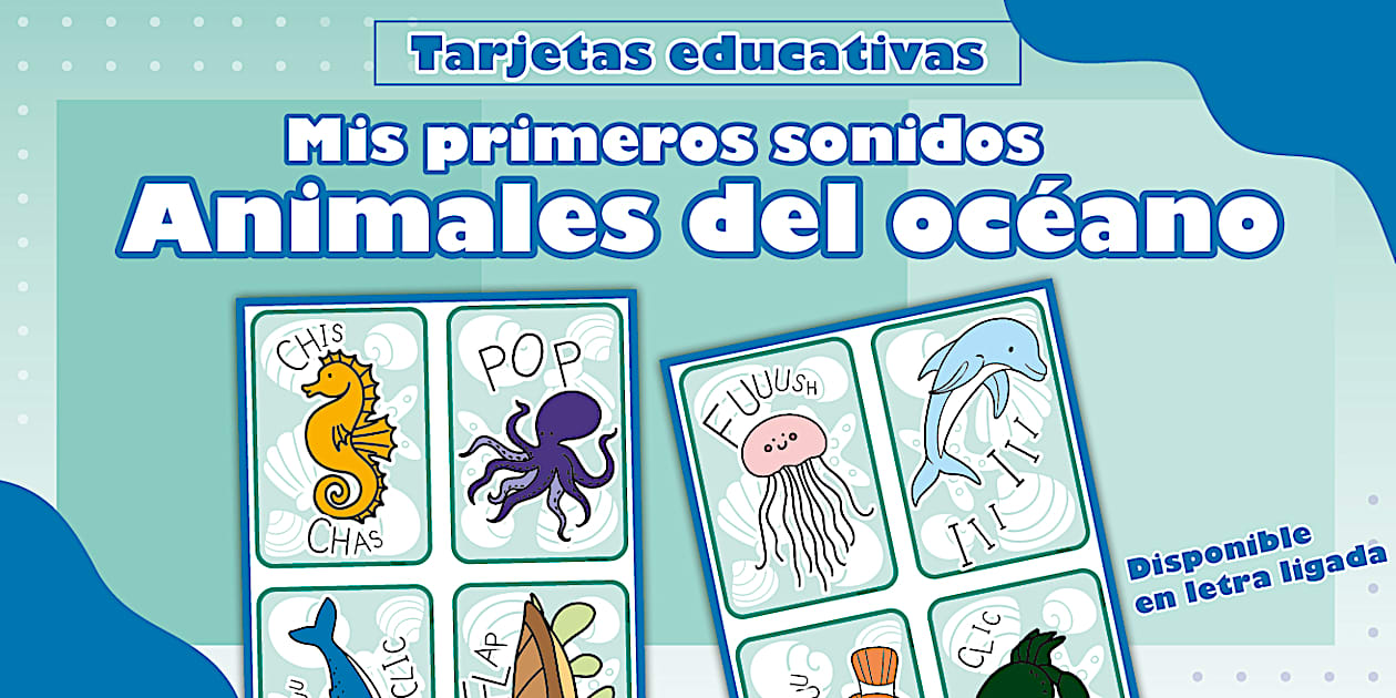 Tarjetas educativas: Primeros sonidos - Animales del océano