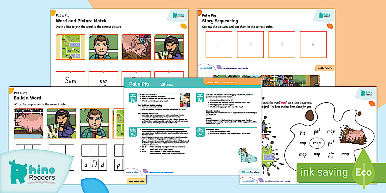 Level 2a Pat a Pig: Guided Reading Pack (teacher made)