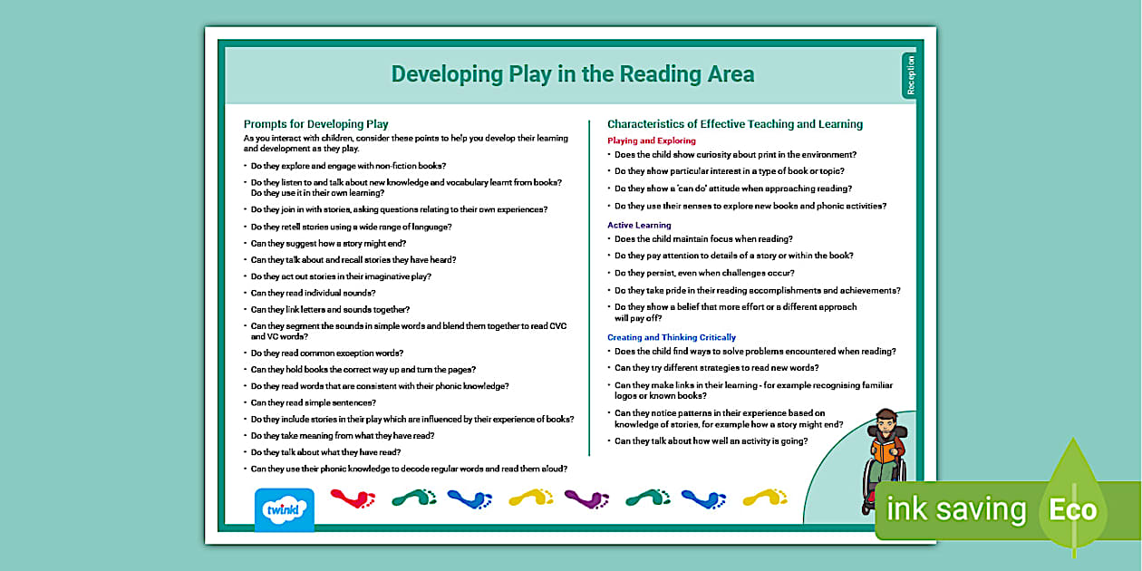 EYFS Reading Area Reception Next Steps Poster (teacher made)