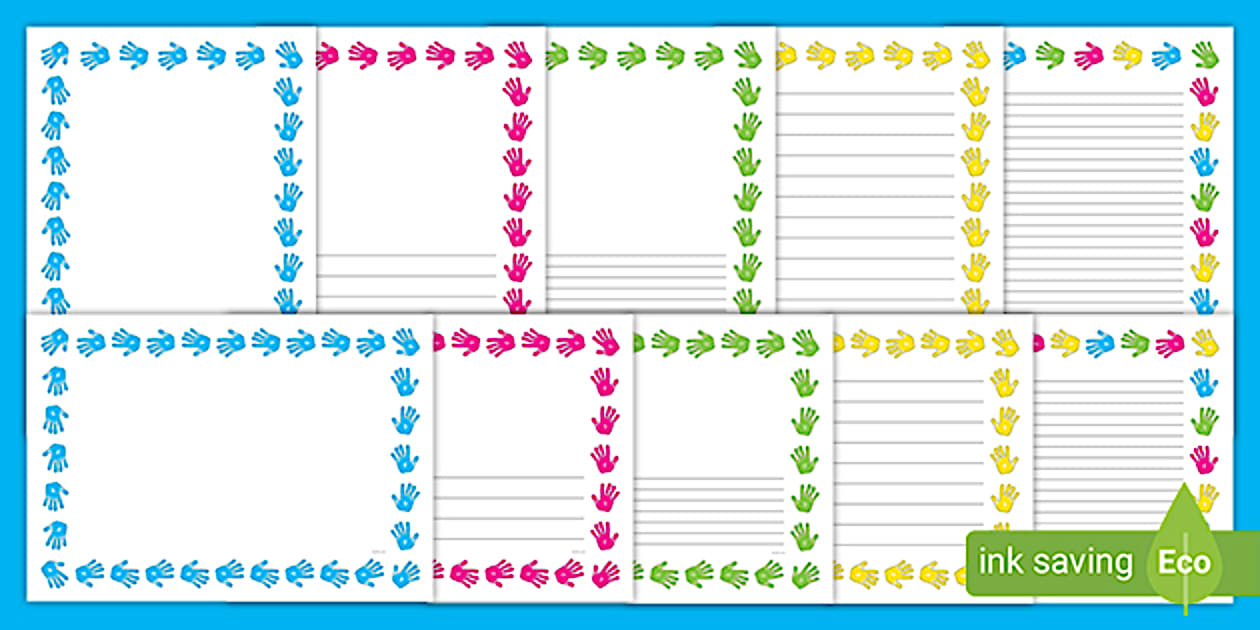 Editable Handprint Page Borders (teacher made) - Twinkl