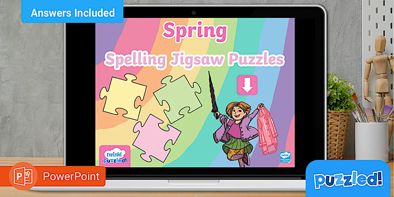 Spring Jigsaw Puzzles Spelling PowerPoint (teacher made)