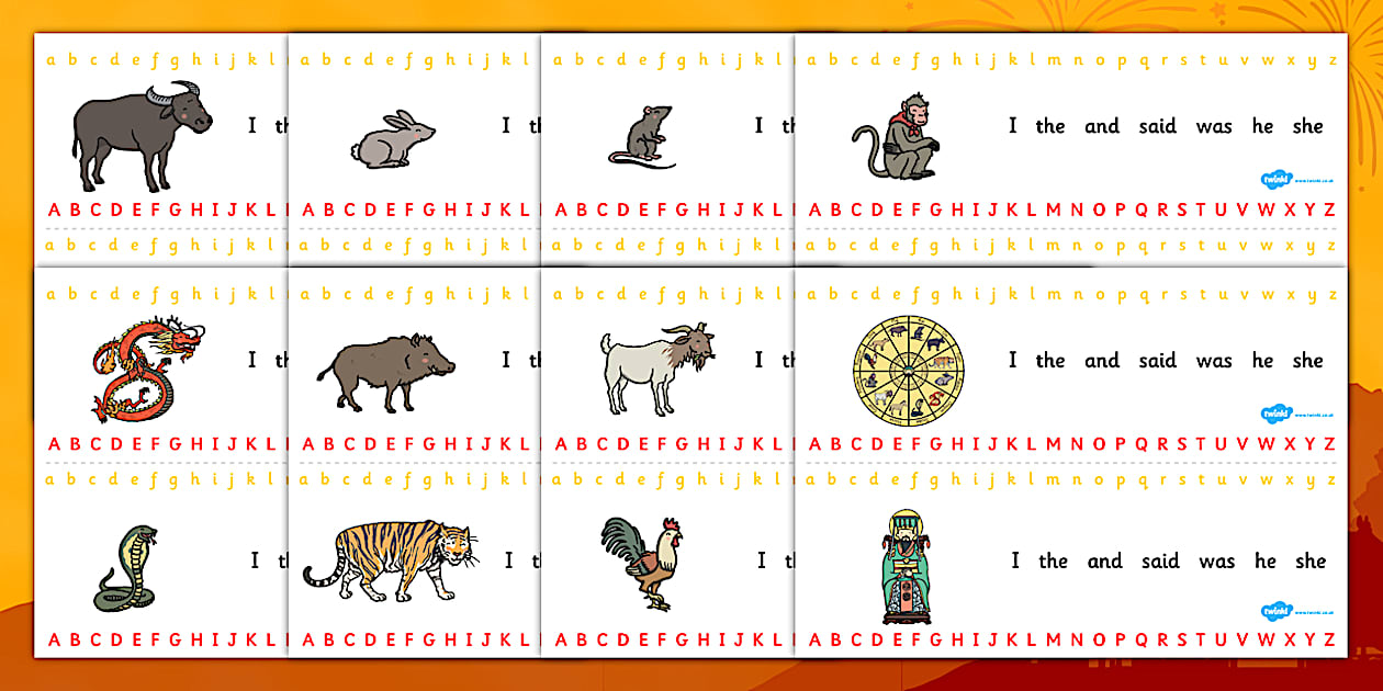 Cursive Chinese New Year Story Alphabet Strips - Twinkl