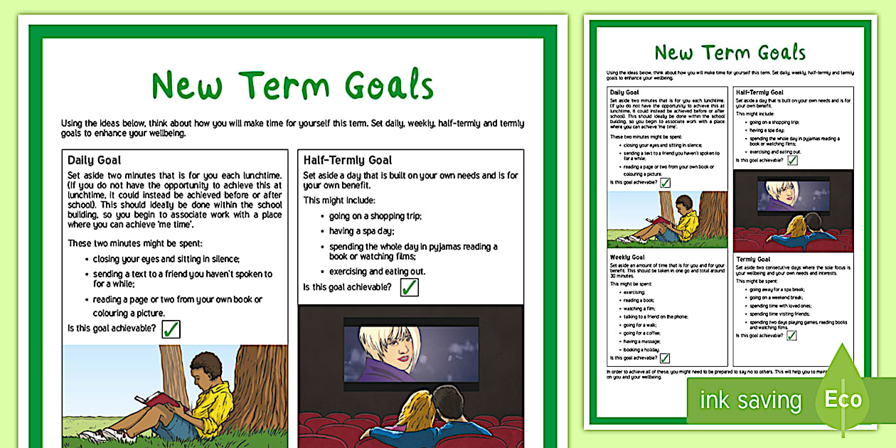 Staff Wellbeing New School Term Goals for Teachers Poster