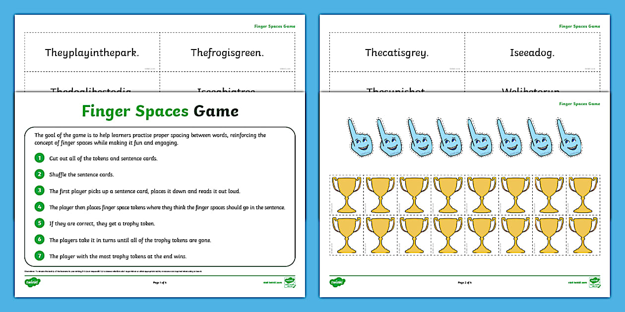 Finger Spaces Game (teacher made) - Twinkl